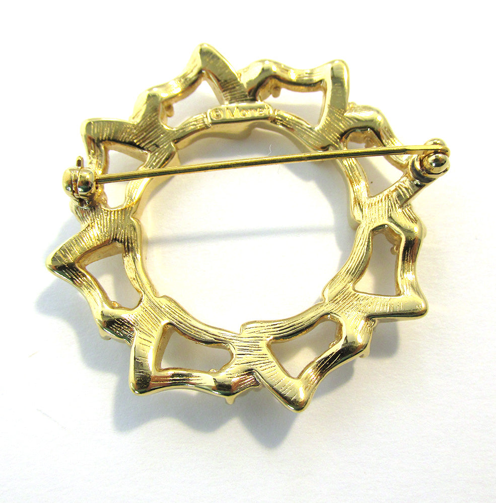 Vintage 1960s Monet Unique Contemporary Style Diamante Circle Pin