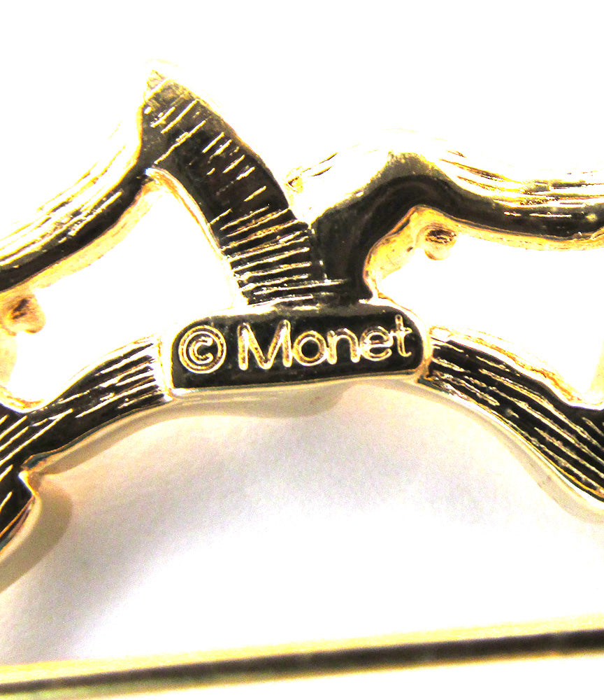 Vintage 1960s Monet Unique Contemporary Style Diamante Circle Pin