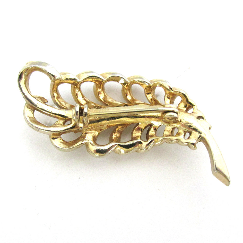 Timeless 1950s Vintage Mid-Century Rhinestone Feather Motif Pin