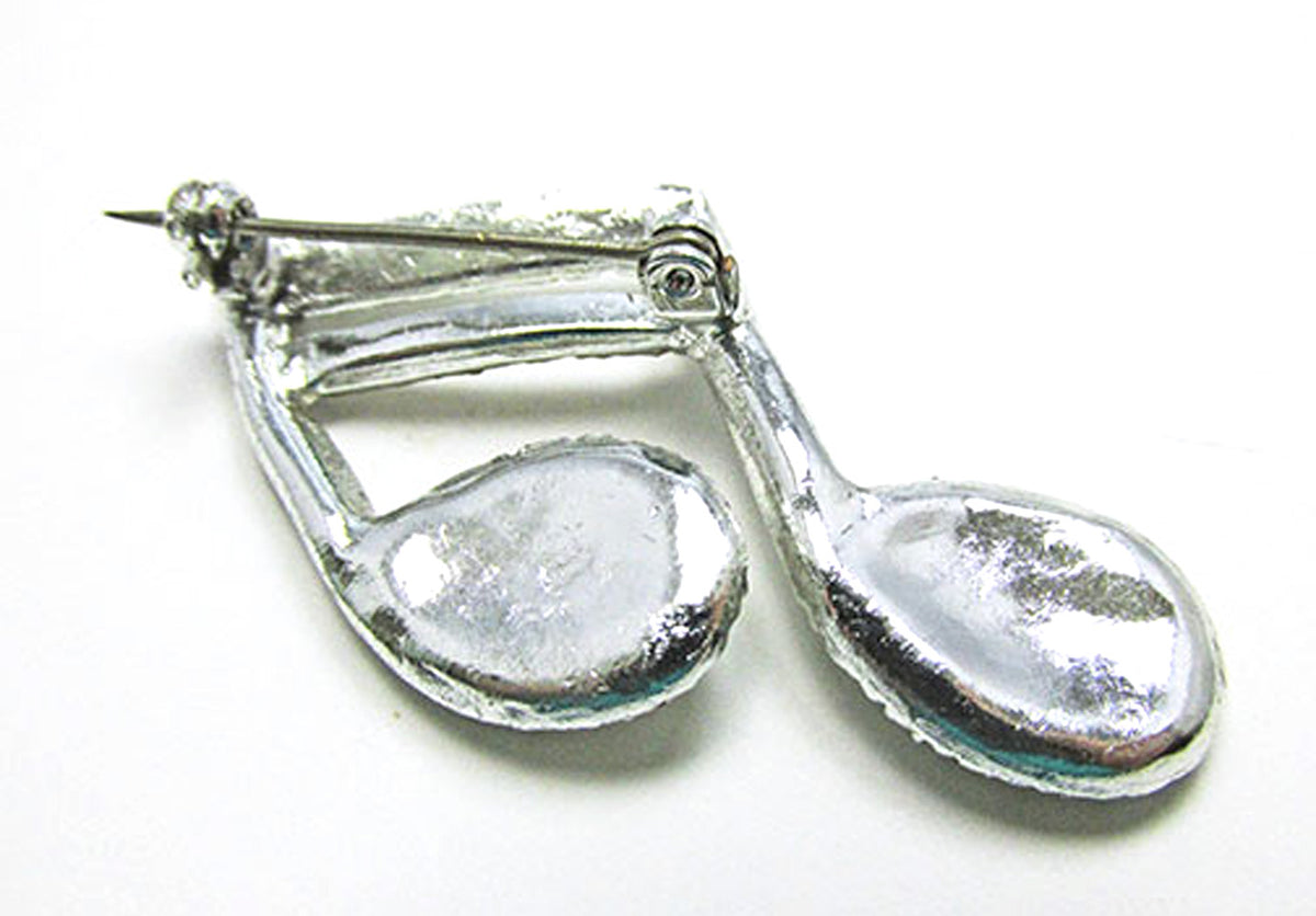 Vintage 1950s Mid-Century Clear Rhinestone Musical Note Pin