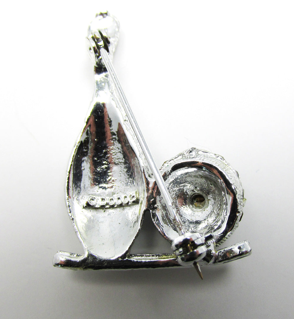 Vintage 1950 Signed Dodds Black Rhinestone and Silver Bowling Ball Pin ...