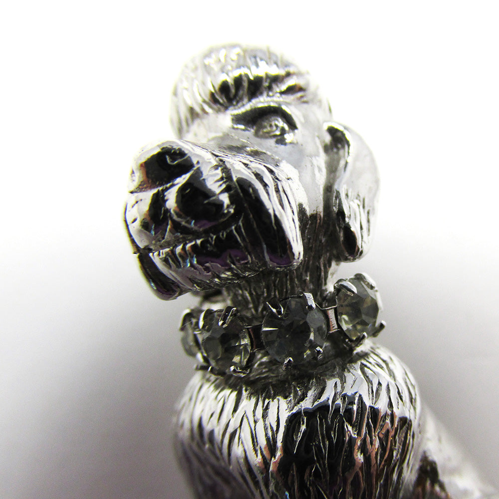 Adorable Vintage 1950s Signed Castlecliff Rhinestone Poodle Pin