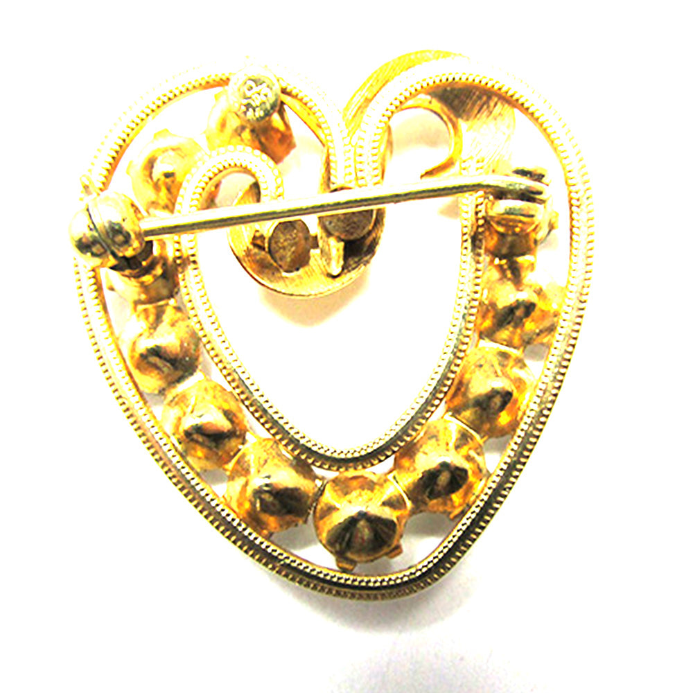 Timeless Vintage 1950s Signed DCE Designer Gold Filled Heart Pin