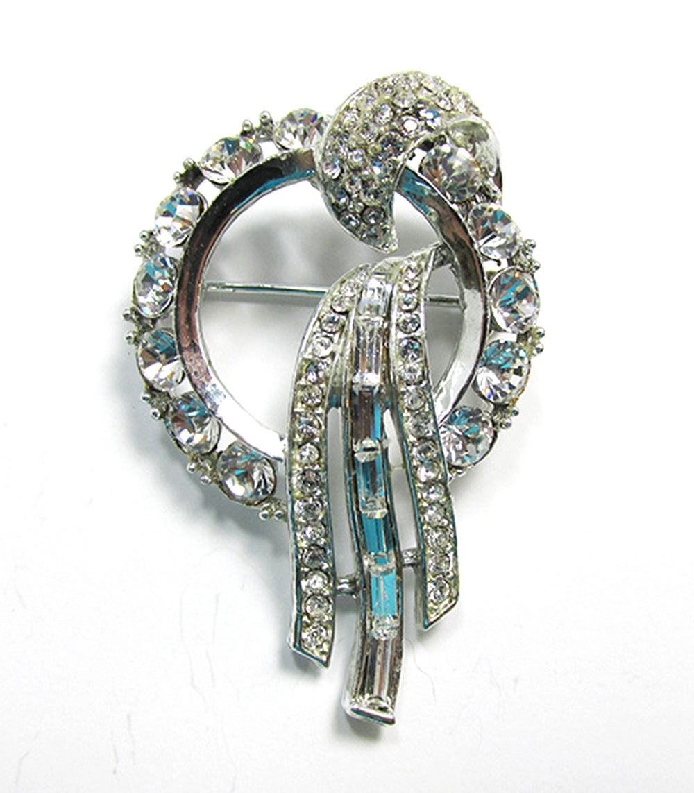Weiss Signed Vintage 1950s Collectible Clear Rhinestone Circle Pin