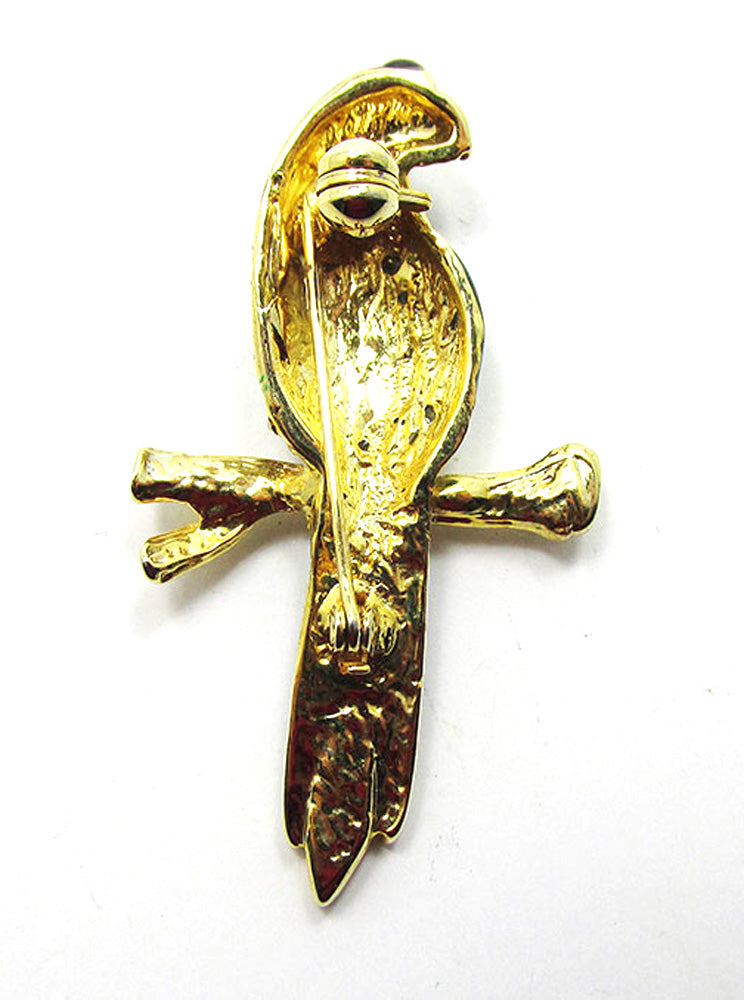 1970s Adorable Vintage Figural Enamel and Rhinestone Parrot Pin ...