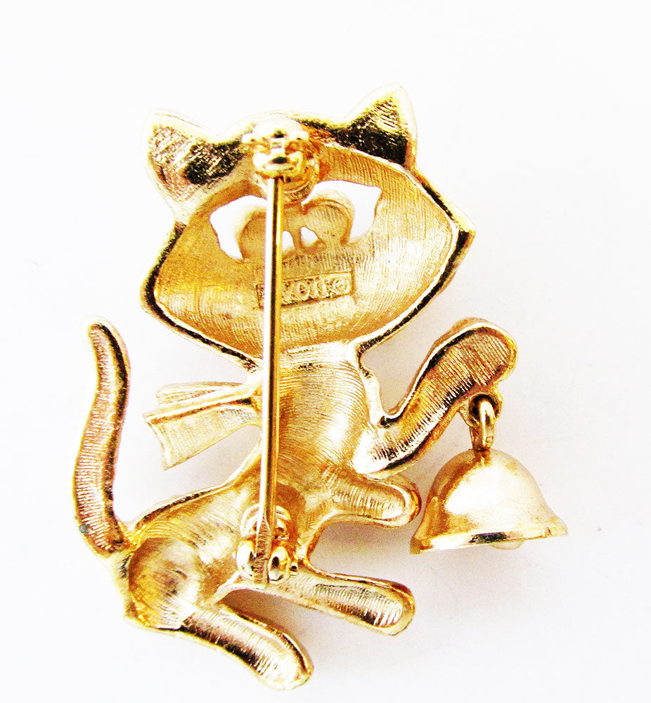 Avon 1970s Vintage Adorable Contemporary Style Diamante Cat Pin