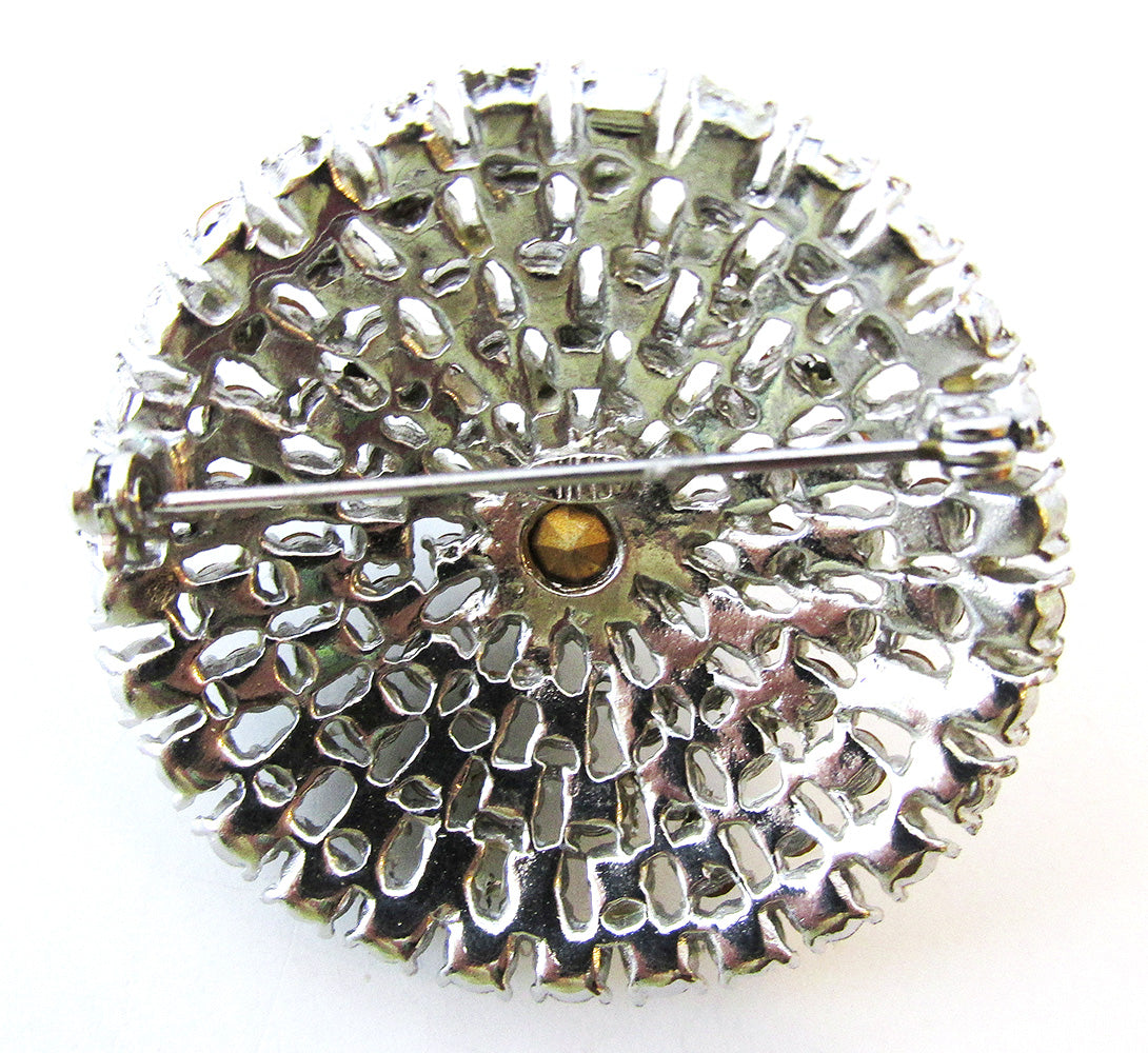 Weiss Signed Vintage Designer Jewelry - Mid-Century Diamante Dome Pin