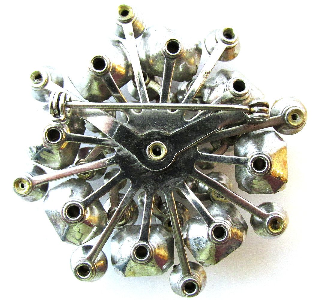 Vintage 1950s Mid-Century Dazzling Purple and Clear Circular Pin