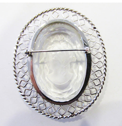 Whiting and Davis Vintage 1950s Mid Century Glass Cameo Pin