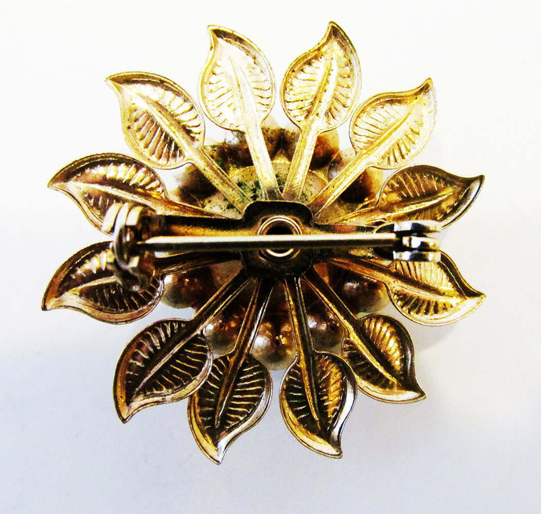 Vintage 1960s Mid-Century Contemporary Style Diamante Floral Pin