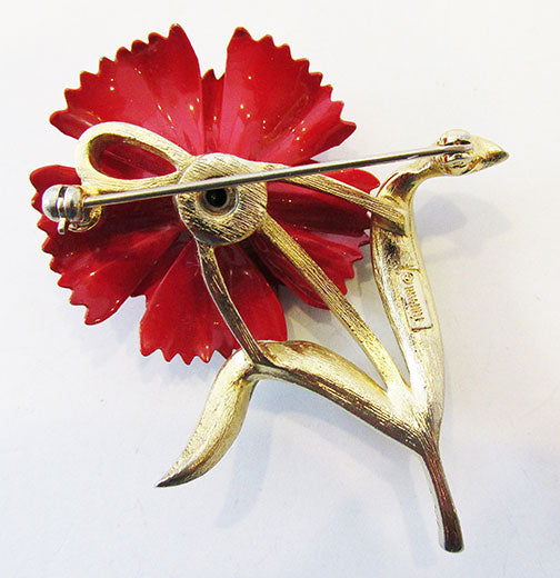 Crown Trifari Vintage Wonderful Retro Enameled Carnation Pin