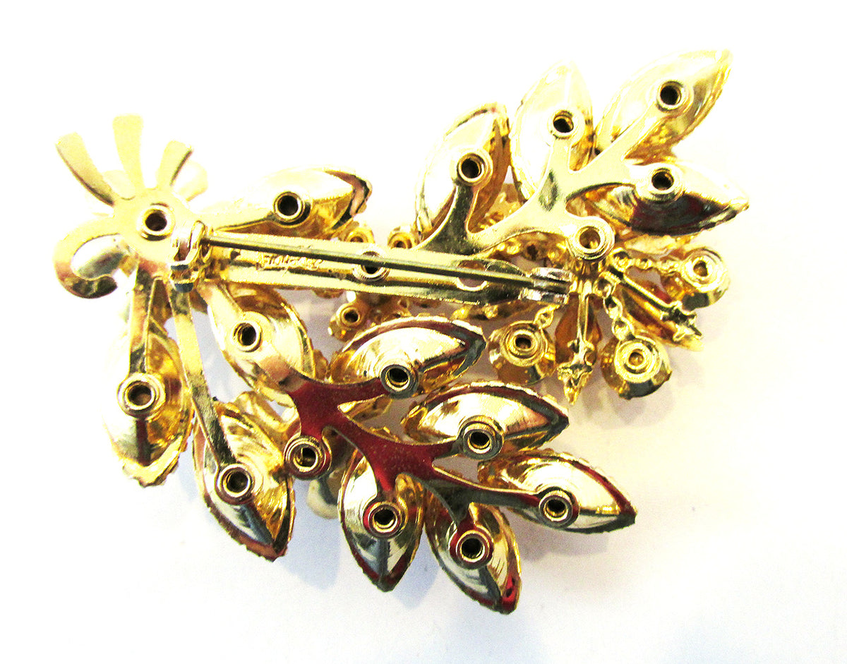 Jewelry Vintage 1950s Judy Lee Signed Rhinestone Floral Pin