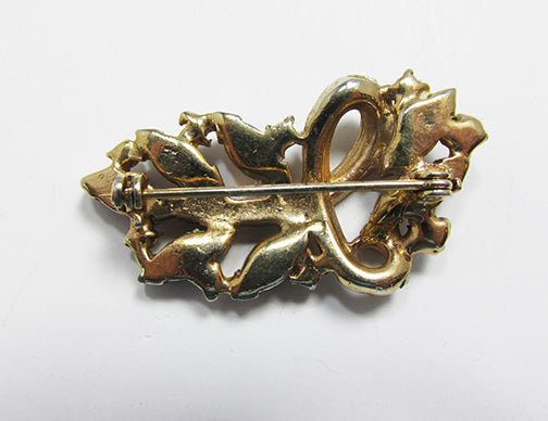 Vintage 1940s Unique Dainty Ruby Red Floral Spray Pin