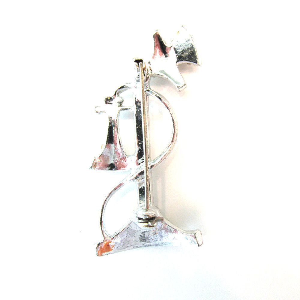 Delightful Vintage Mid-Century Sparkling Old Fashioned Telephone Pin